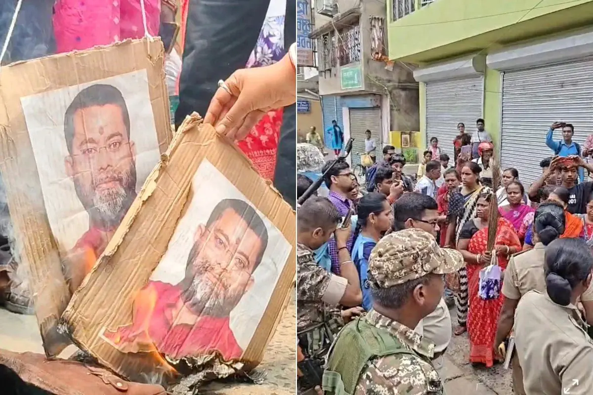 বাগনানে বিধায়কের বাড়ির সামনে মহিলাদের ঝাঁটা হাতে তুমুল বিক্ষোভ ...