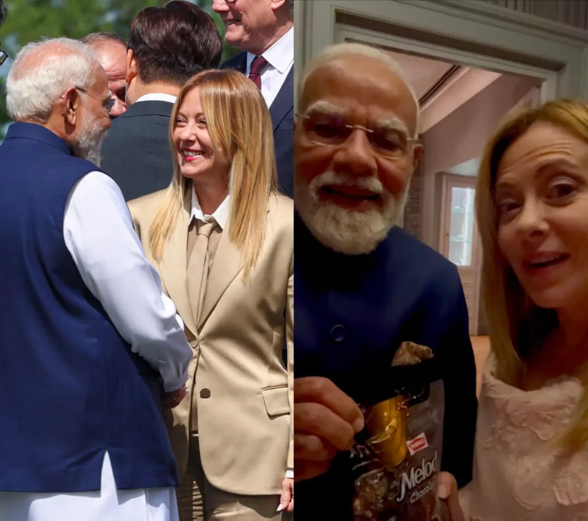 A lighter moment at G7 as Modi meets Meloni, Instagram comes up for ...