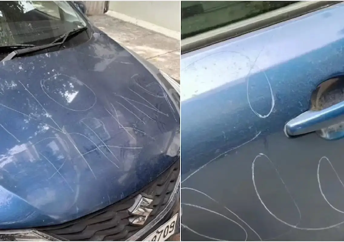 Man finds 'No Parking' scratched across car after overnight parking ...