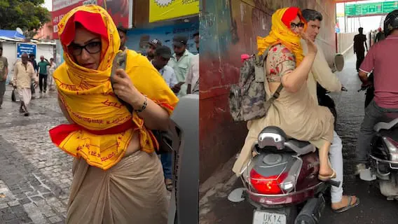 Raveena Tandon Rides Scooter In Rishikesh, Chants 'Har Har Gange ...