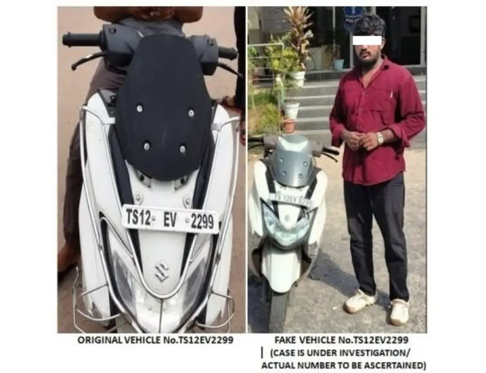 Hyderabad Traffic Police detect fake number plate scooter; Sangareddy ...