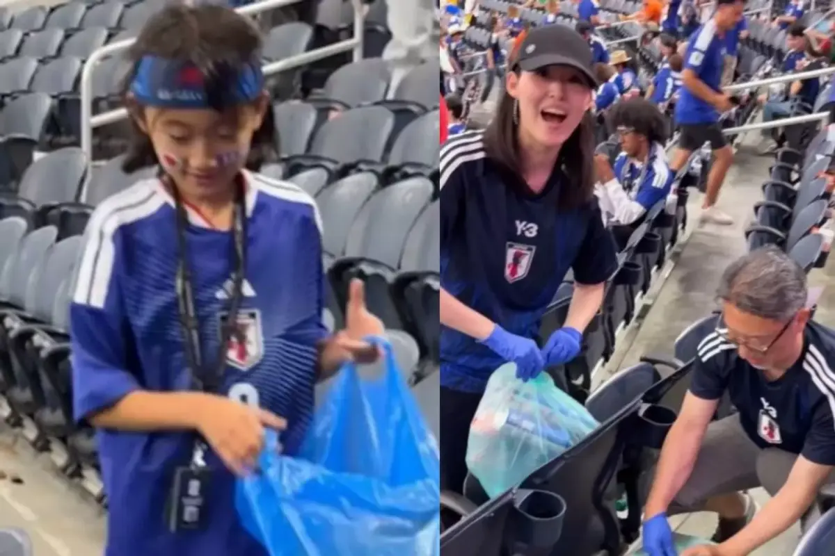 Japan fans use blue bags to uphold cleansing FIFA World Cup tradition ...