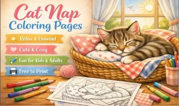 Cute Cat Nap Coloring Pages for Kids & Adults Free | Dailyhunt