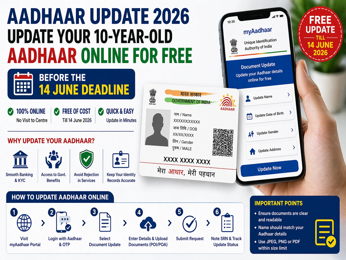 Aadhaar Free Update Deadline Nears: Fix 10-Year-Old Details Online ...