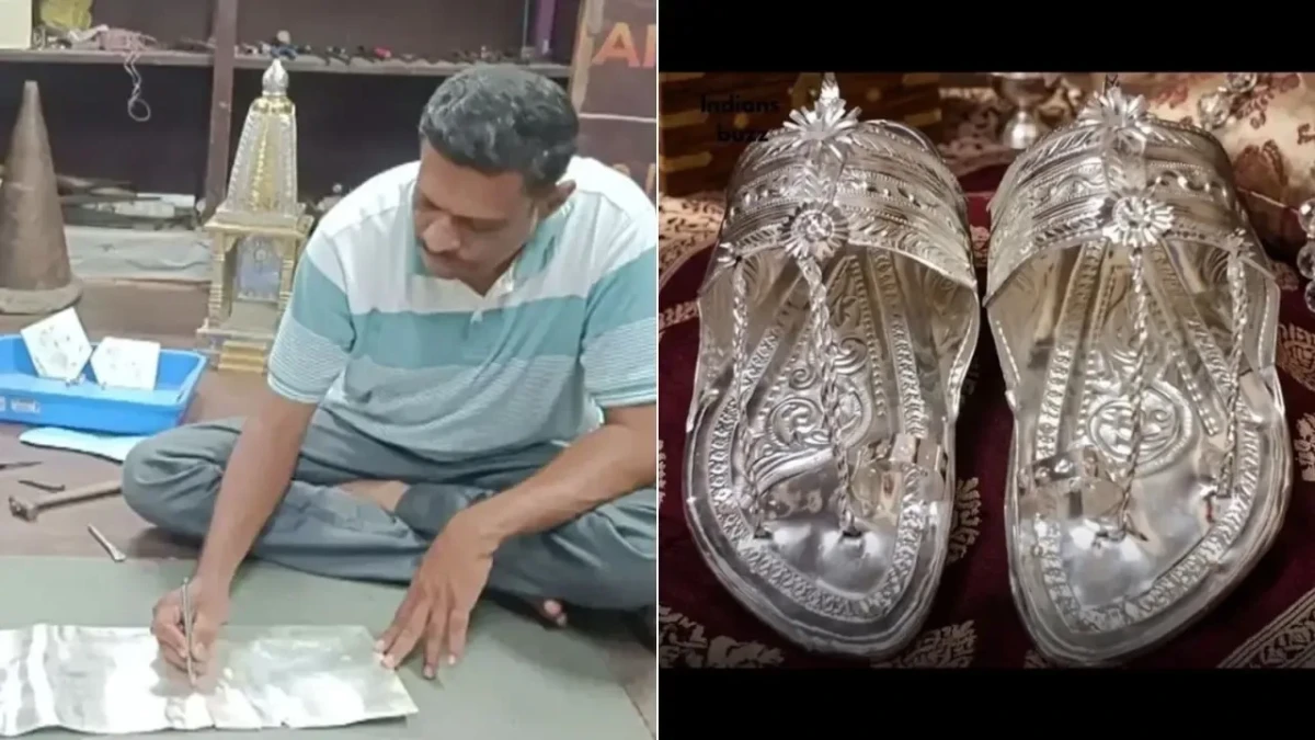 ससुर के दामाद को दिया अनोखा तोहफा, 1.5 किलो चांदी से बनाई कोल्हापुरी ...