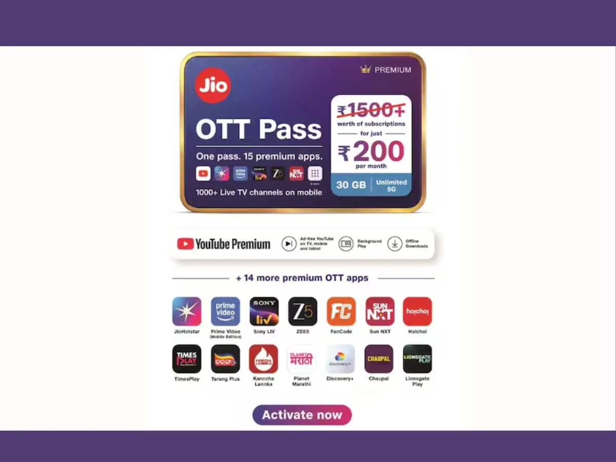 Jio OTT Pass: Reliance Jio Rolls Out New ₹200 OTT Plan, Check Prices ...