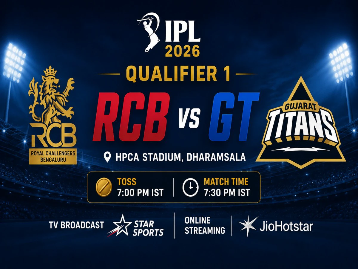 RCB vs GT, IPL 2026 Qualifier 1 Live Streaming: When & Where to Watch ...
