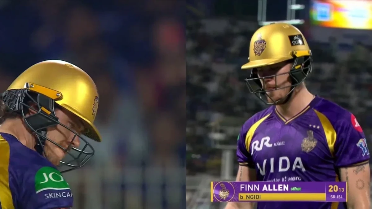 Finn Allen punches bat in anger after being dismissed by Lungi Ngidi in ...