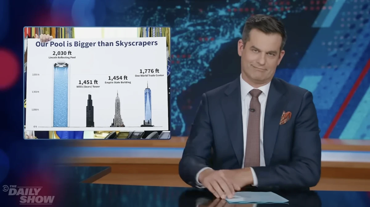 Daily Show roasts Trump talking about how big his new memorial pool ...