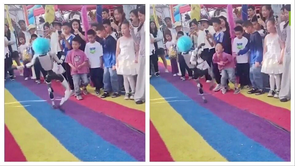 Humanoid robot kicks child during public demo in China, viral video ...
