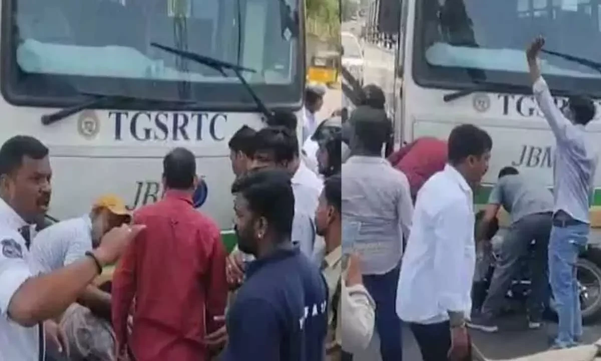 RTC bus crashes at JBS, commuter trapped and rescued | Dailyhunt