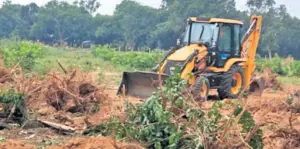 Baripada interstate bus terminal project: Tree stumps uprooted despite ...