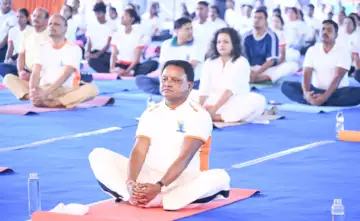 CM Mohan Majhi Performs Yoga at Kalinga Stadium, Announces Three New ...