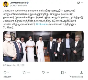 Did Cognizant Executives Refuse to Meet Former TN CM M.K. Stalin ...