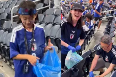 Japan fans use blue bags to uphold cleansing FIFA World Cup tradition ...