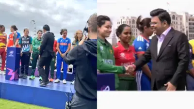 The moment Jay Shah shook hands with Pakistan Captain Fatima Sana at ...