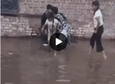 Family falls into open sewer amid waterlogging in Ludhiana, video ...