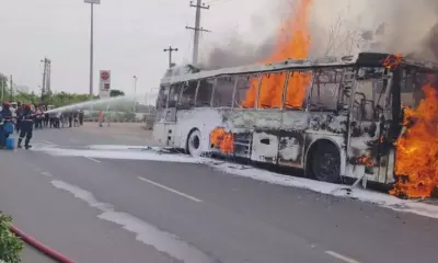 RTC Electric Bus Gutted in Fire Near Karimnagar; 37 Passengers Escape ...