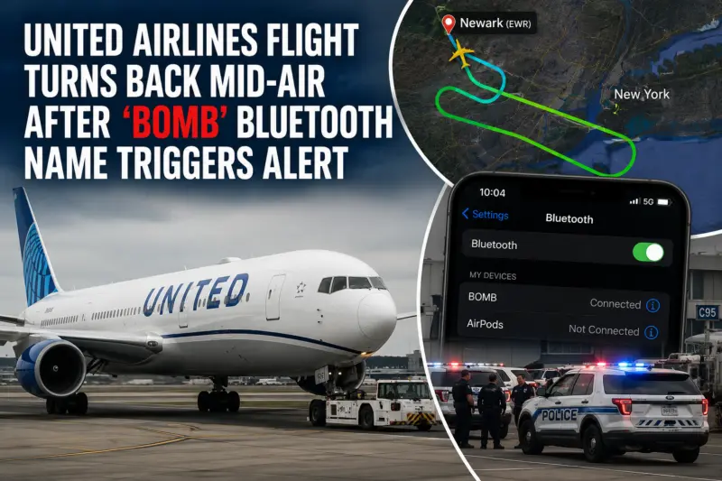 United Airlines Flight Returns to Newark After Bluetooth Name 'BOMB ...