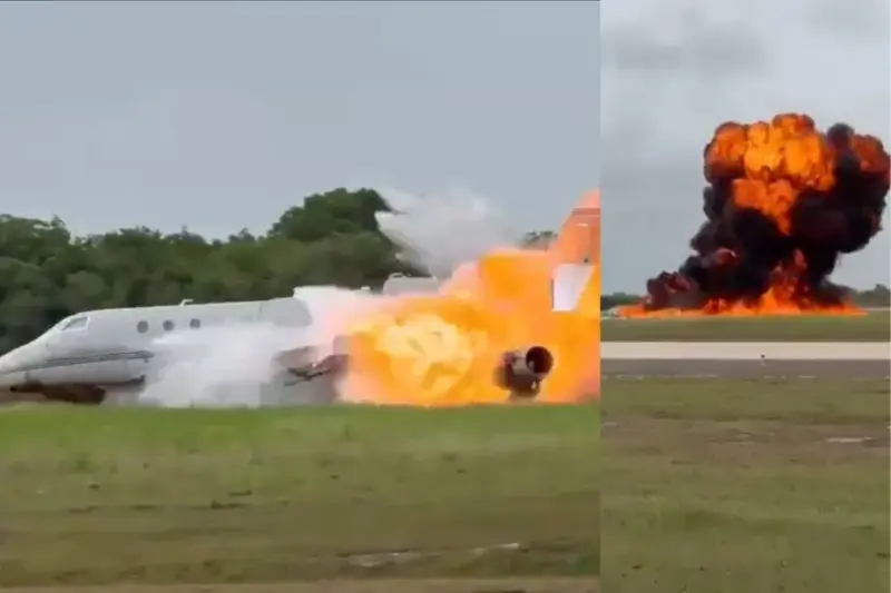 Private jet crash kills two pilots during emergency landing in ...