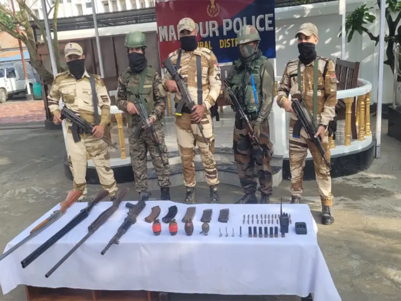 Manipur: Security forces recover cache of arms and ammo in Thoubal, two ...