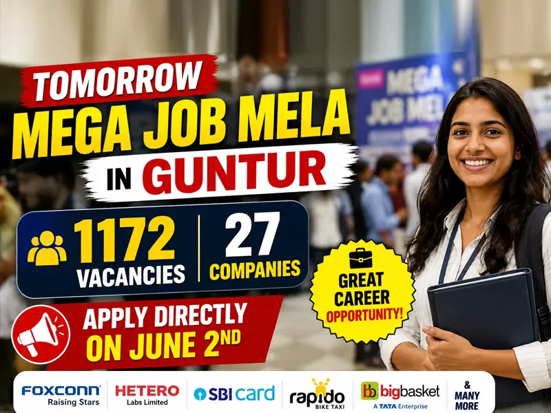 Tomorrow Mega Job Mela in Guntur: 1,172 Vacancies Across 27 Companies ...