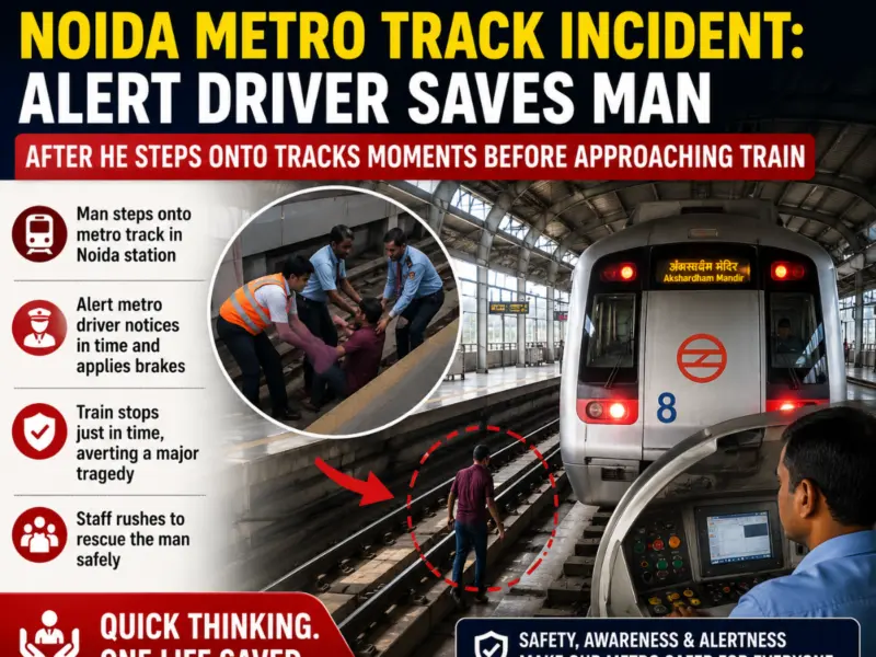 Noida Metro Track Incident: Alert Driver Saves Man After He Steps Onto ...
